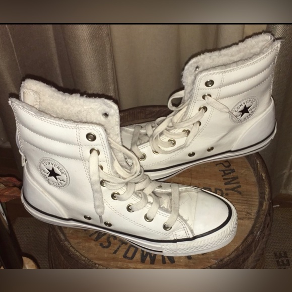 Converse | Shoes | Converse Leather Zip Back High Top Leather Sneakers ...
